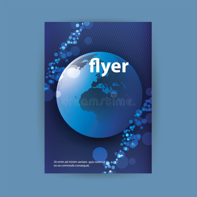 Global Business, Technology Flyer or Cover Design with Earth Globe and ...
