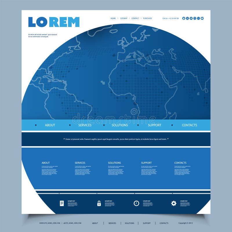 Global Business, Technology - Website Template Design with World Map ...