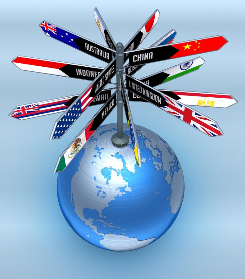 Arrows Around World Globe Stock Illustrations – 641 Arrows Around World ...