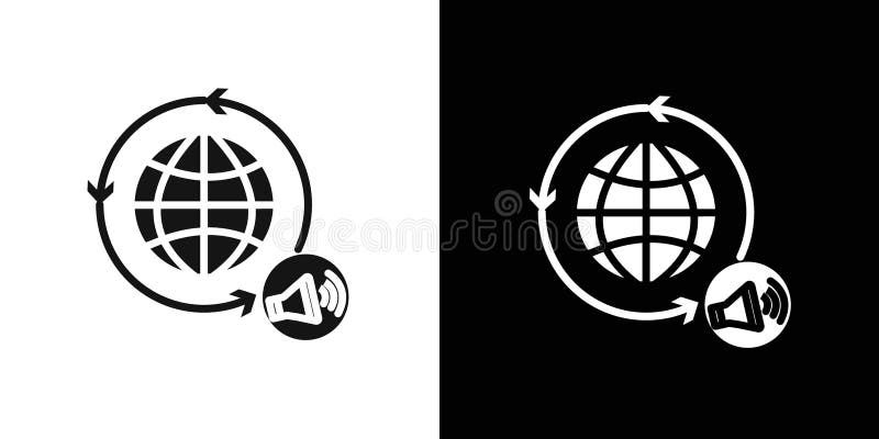 Global Campaign Icon Flat Vector Set Outline Stock Vector ...