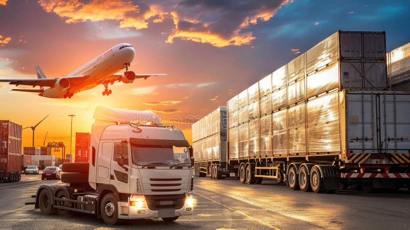 Global Cargo Freight in a Port Shipping a Lot of Logistics Stock ...