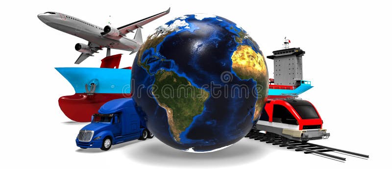 Global Cargo Transport Concept Stock Illustration - Illustration of ...