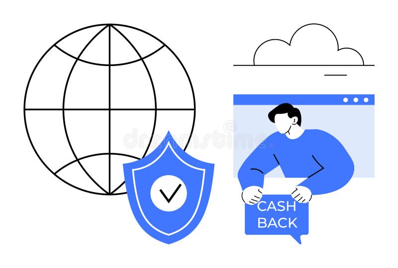Global Cash Back Concept with Online Security and Cloud Computing Stock ...