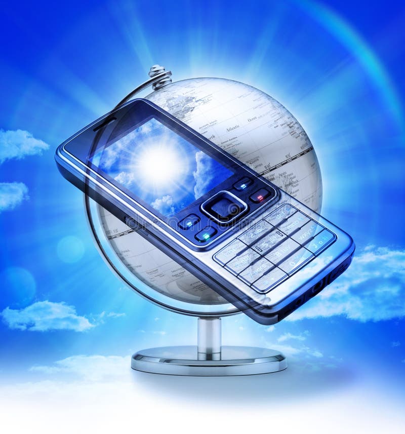 Global Cell Phone Travel stock illustration. Illustration of ...