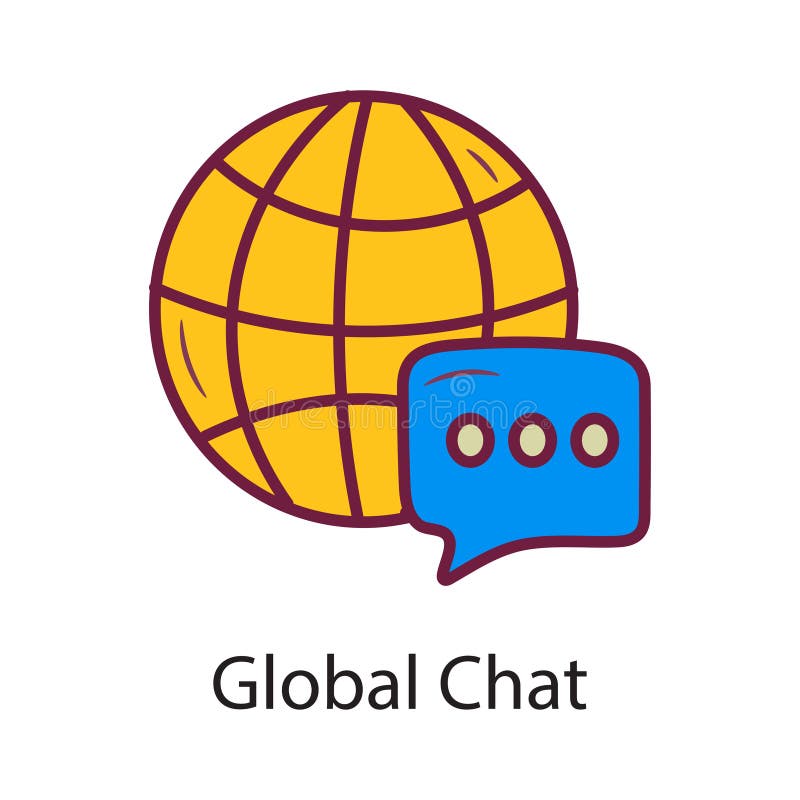 Global Chat Fill Outline Icon Design Illustration. Data Symbol on White ...