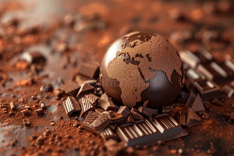 Global Chocolate Celebration Concept with Three-Dimensional Earth Map ...