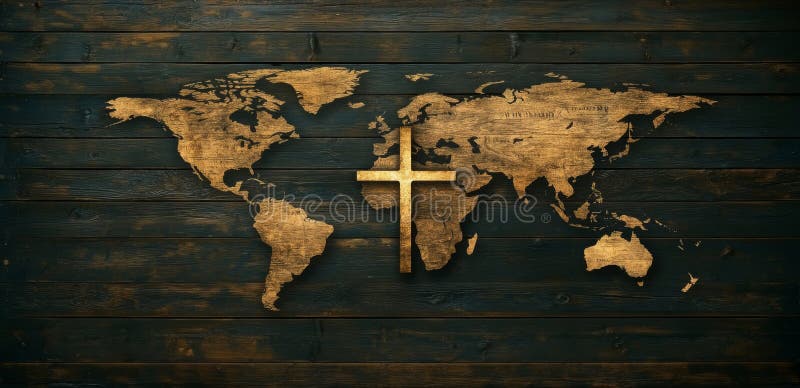 Global Christianity is Symbolized by a Cross Overlaid on a World Map ...
