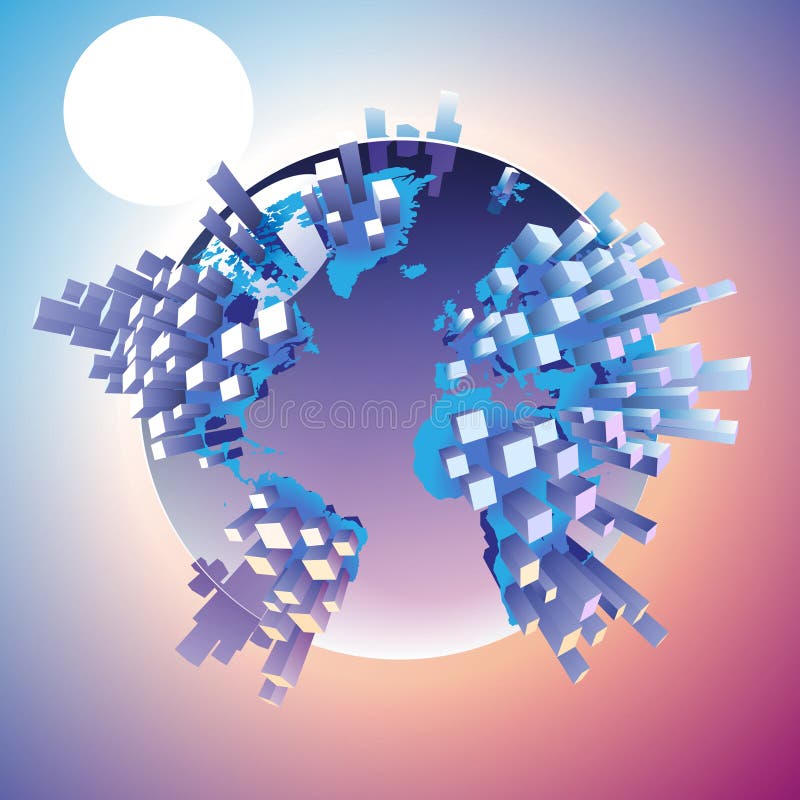 Global city at evening stock vector. Illustration of america - 11437354