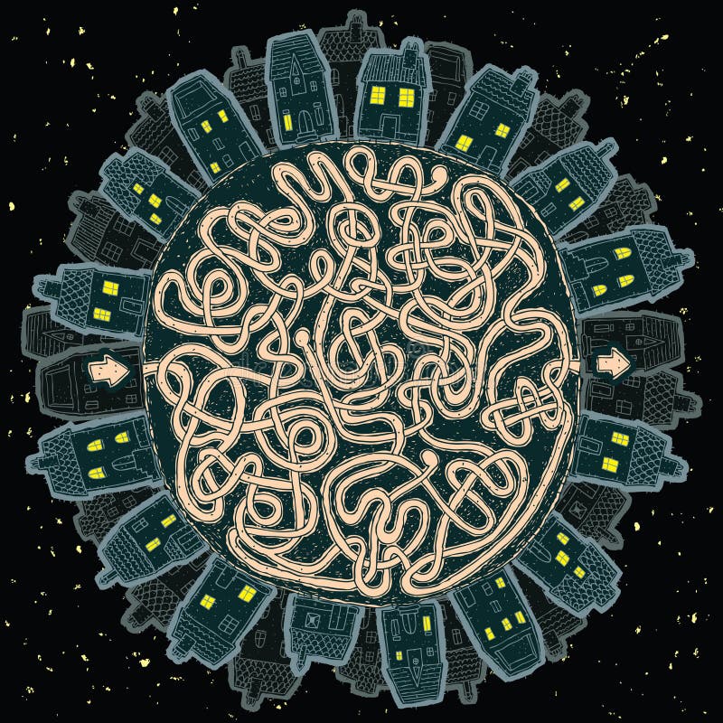 Global City at Night Maze Game Stock Vector - Illustration of ...