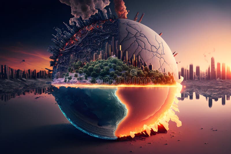 Global Climate Change Concept. Earth Planet Suffering from Global ...