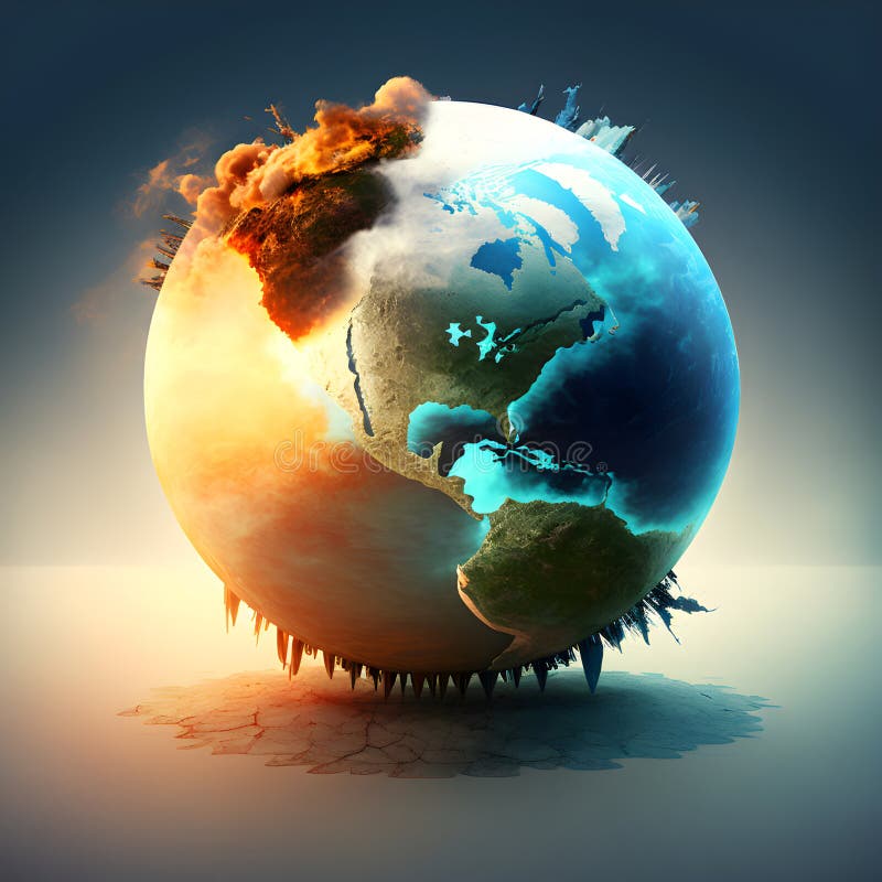 Global Climate Change Concept. Earth Planet Suffering from Global ...