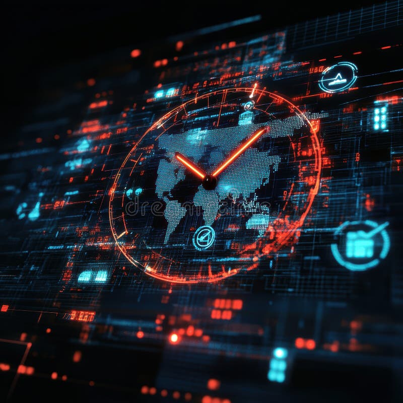 Global Clock stock illustration. Illustration of screen - 332104844