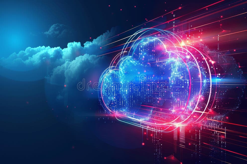 Global Cloud Computing Concept Abstract Cloud with Network Connections ...