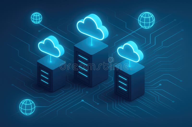 Global Cloud Computing Network Data Servers Stock Illustration ...