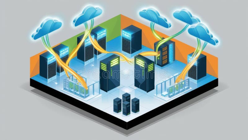 Global Cloud Connection Visualization Stock Illustration - Illustration ...