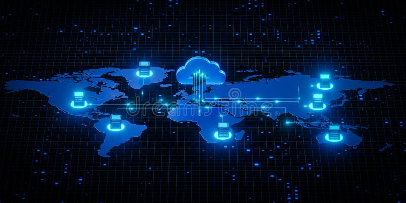 Global Cloud Network and Data Centers Stock Image - Image of ...