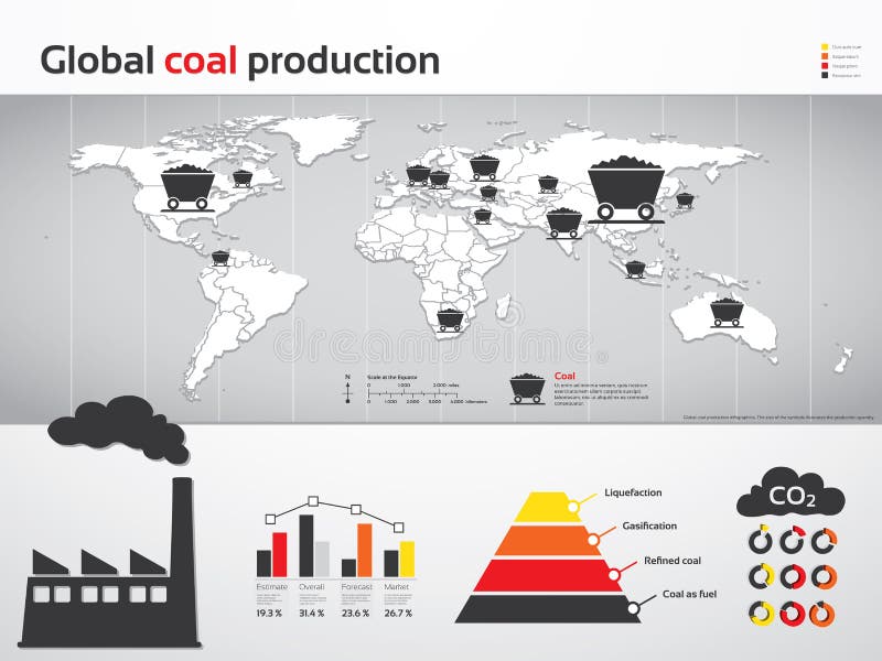 Global Coal Energy Production Charts Stock Illustration - Illustration ...