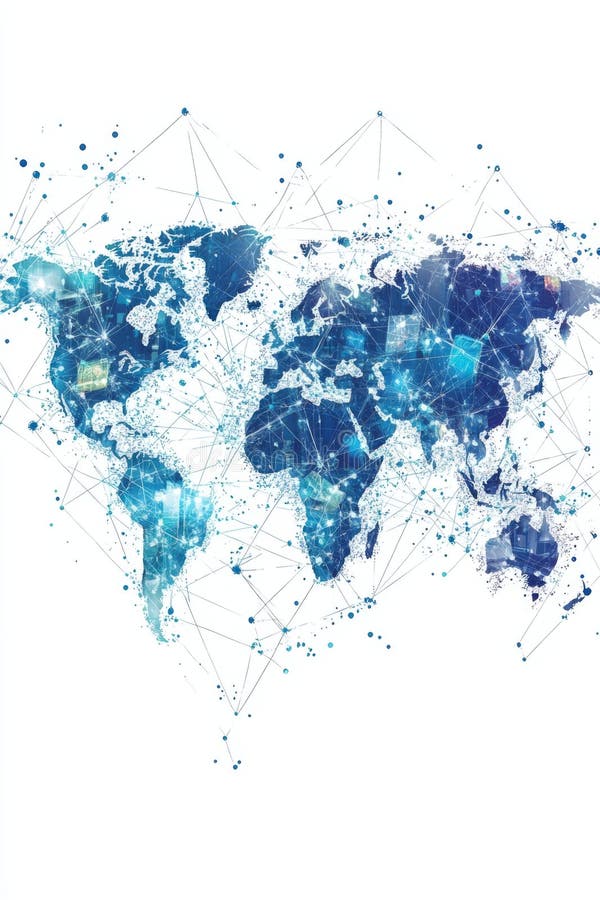 Global Commerce Connectivity Map Stock Illustration - Illustration of ...