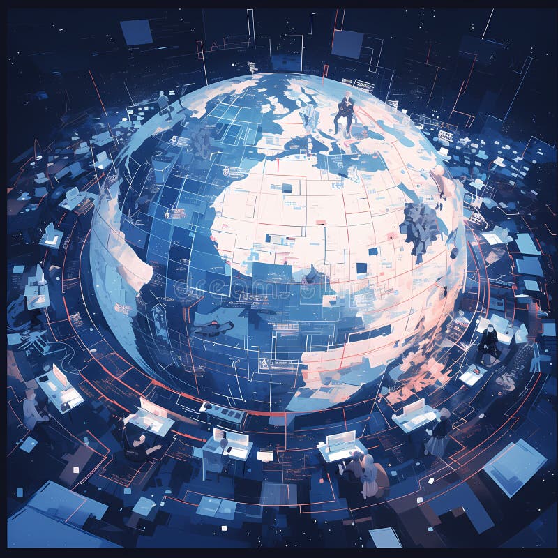 Global Commerce Network Structure Stock Illustration - Illustration of ...