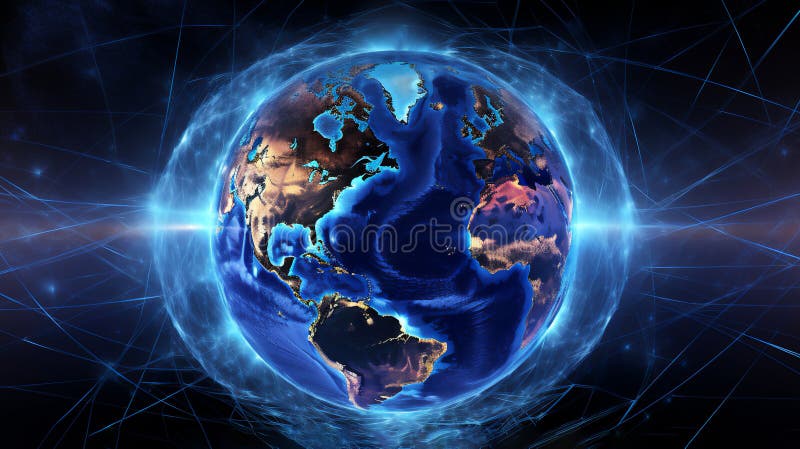 Global Communication Big Data Being Transmitted Across the World while ...