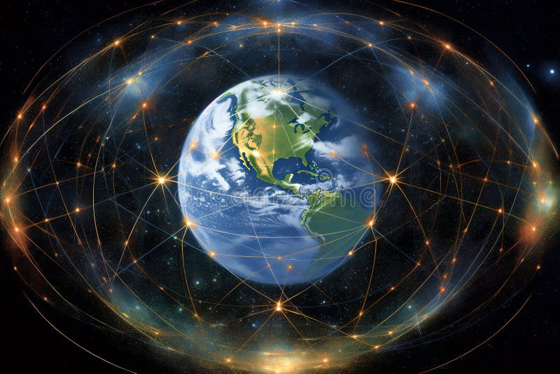 Global Communication Big Data Being Transmitted Across the World Stock ...