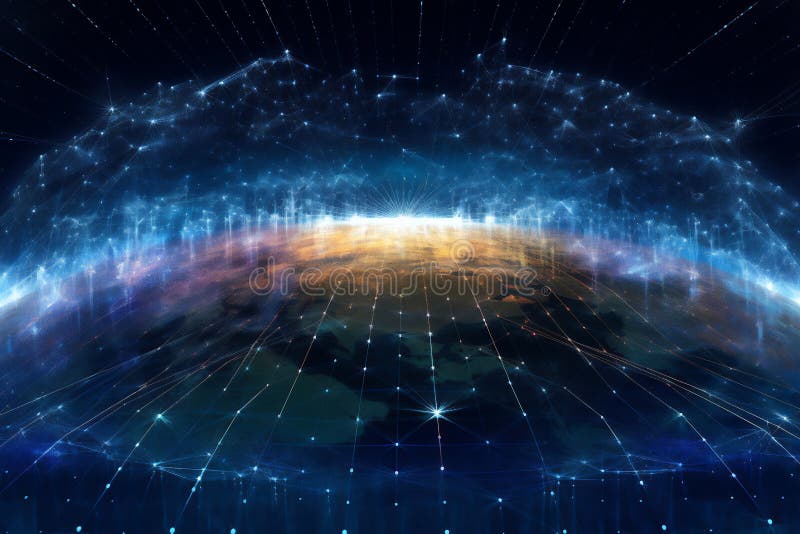 Global Communication Big Data Being Transmitted Across the World Stock ...