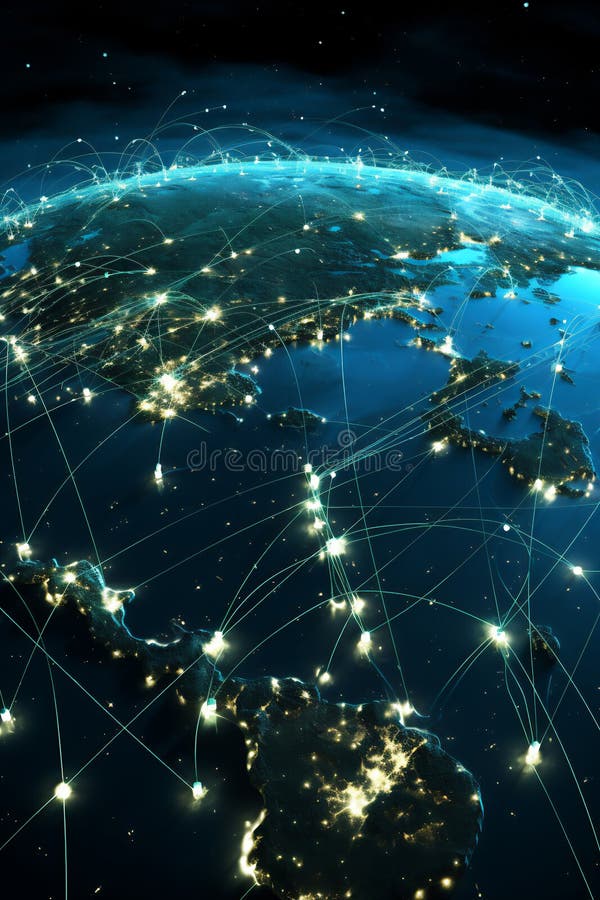 Global Communication Big Data Being Transmitted Across the World while ...