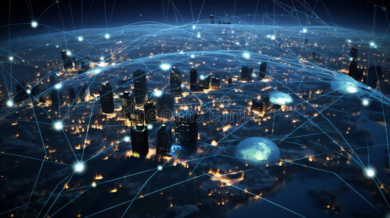 Global Communication Big Data Being Transmitted Across the World while ...