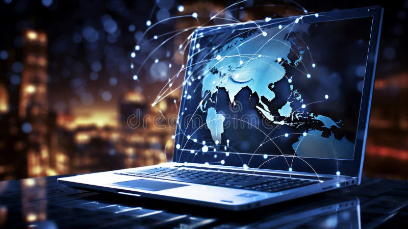 Global Communication Big Data Being Transmitted Across the World while ...