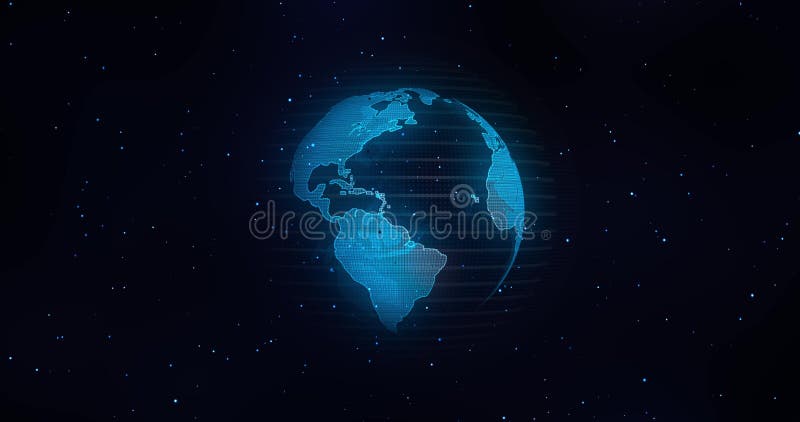Global Communication Concept, the Earth Rotating with Node the Blue ...