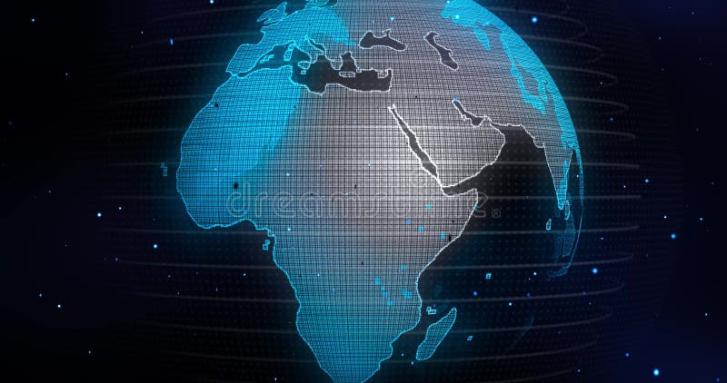 Global Communication Concept, the Earth Rotating with Node the Blue ...