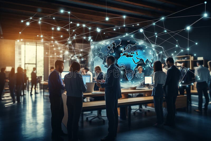 Global Communication Concept with Silhouettes of Business People and ...