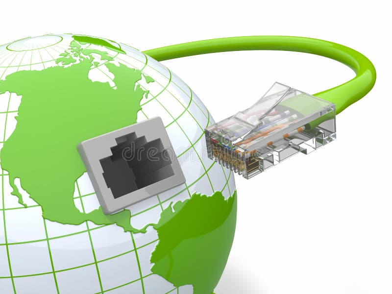 Global Communication. Earth and Cable, Rj45 Stock Illustration ...