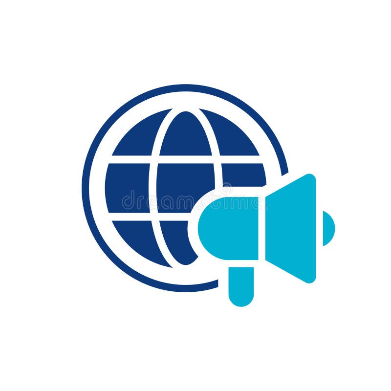 Global Communication Icon with Megaphone Stock Vector - Illustration of ...