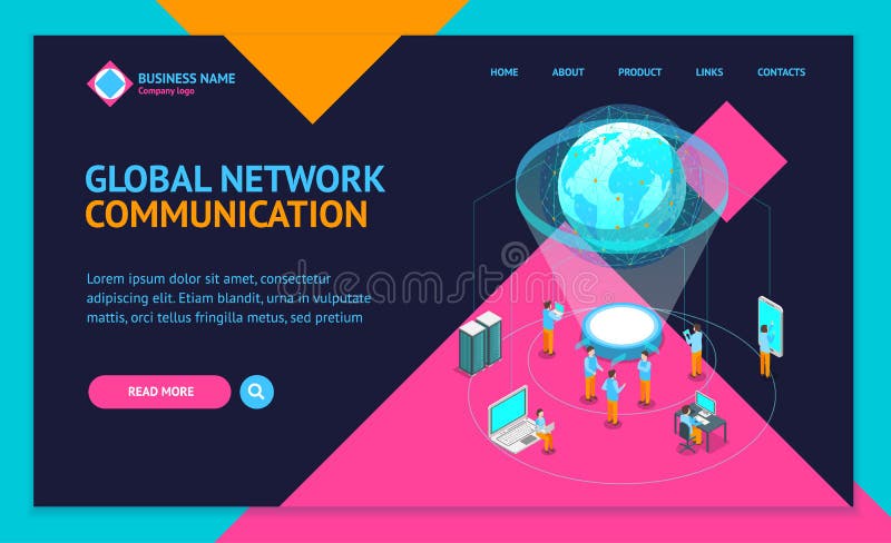 Global Communication Internet Network Concept 3d Isometric View. Vector ...