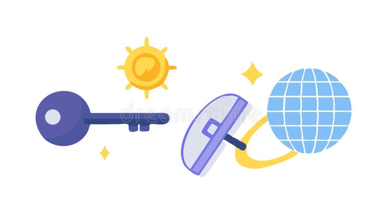 Global Communication Key Icon, Satellite and Globe, Vector Design ...