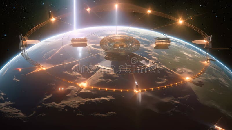 Global Communication Network Around the Planet Earth. 3D Rendering of ...
