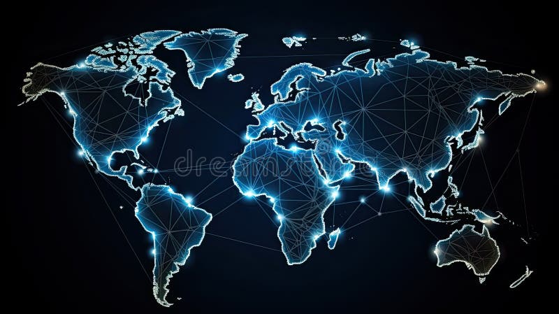 Global Communication Network Around Planet Earth in Space, Worldwide ...