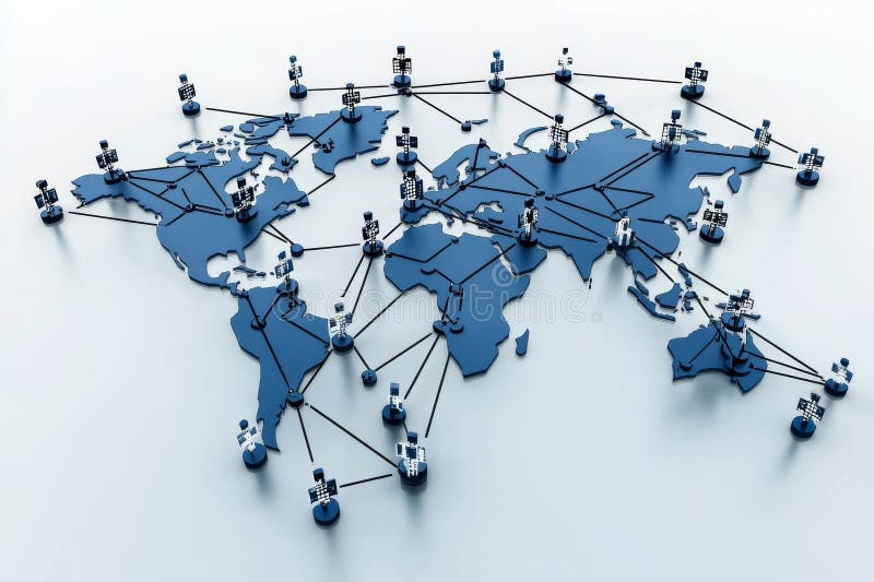 Global Communication Network Concept with Business Nodes. Stock ...