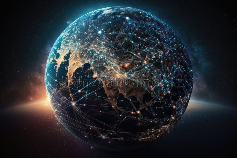 Global Communication Network Concept. Illustration AI Generative Stock ... Global Communication Network Concept. Illustration AI Generative Stock ...