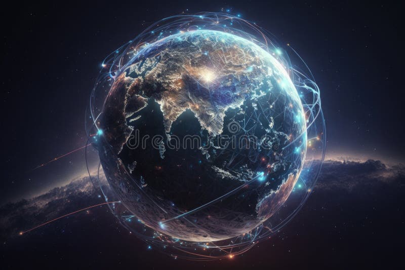 Global Communication Network Concept. Illustration AI Generative Stock ... Global Communication Network Concept. Illustration AI Generative Stock ...