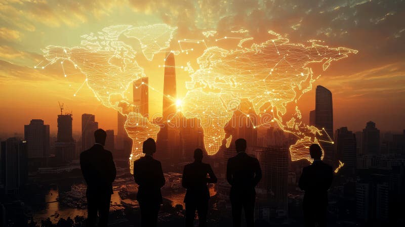 Global Communication Network Concept with Interconnected Business Nodes ...