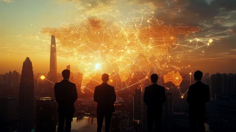 Global Communication Network Concept with Interconnected Business Nodes ...