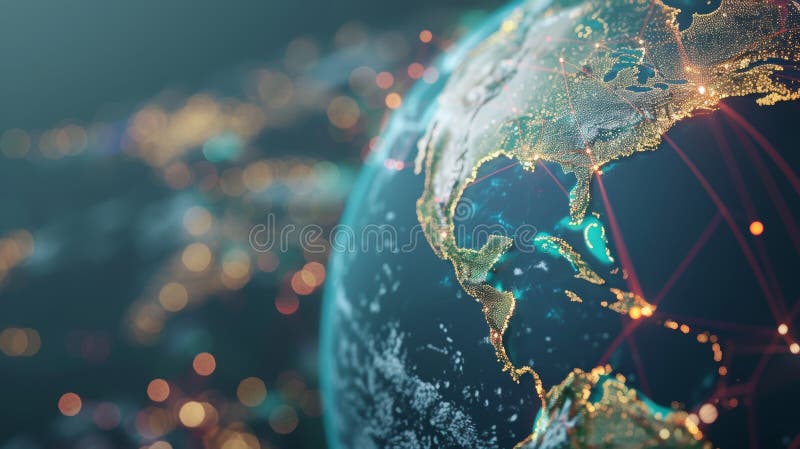 Global Communication Network Over Americas Generative Ai Stock ...