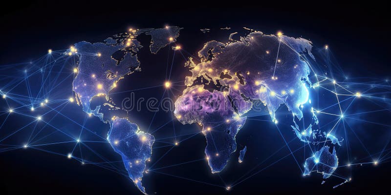 Global Communication Network on World Globe, Internet Connection Stock ...