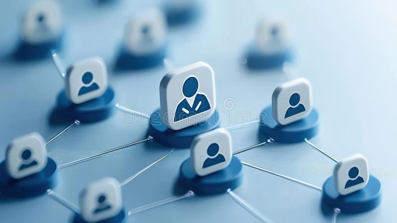 Global Communication and Networking, Social Media Icons on Blue ...