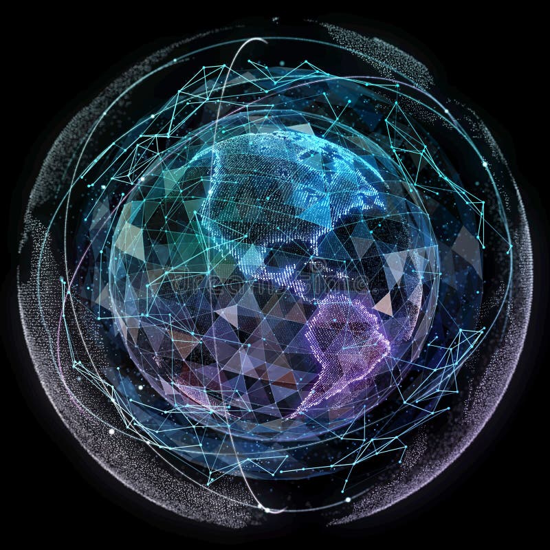 Global Communication Orbits Stock Illustration - Illustration of ...