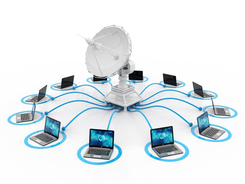 Global Communication with Satellite and Server. 3d Render Stock Image ...