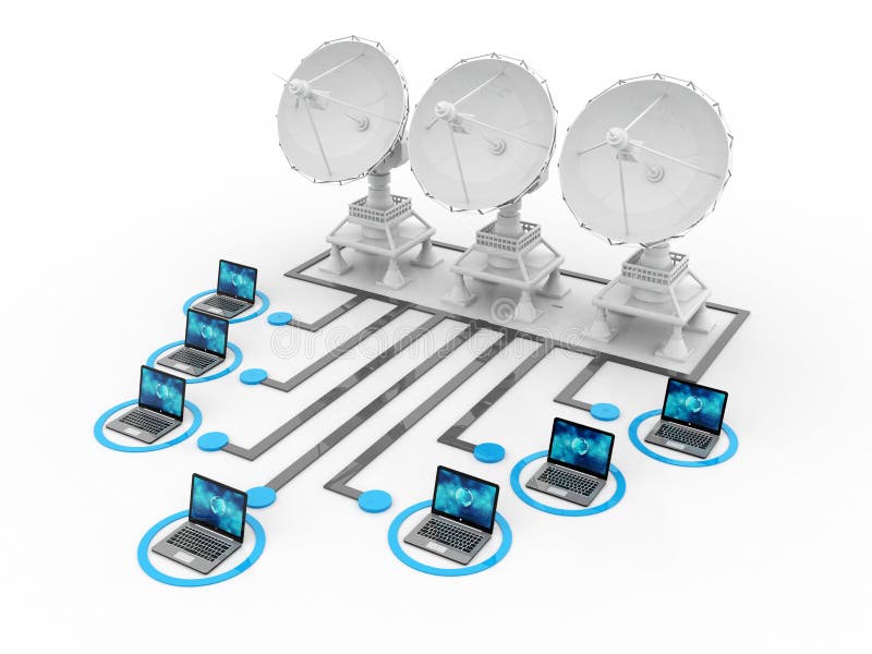 Global Communication with Satellite and Computer. 3d Render Stock ...