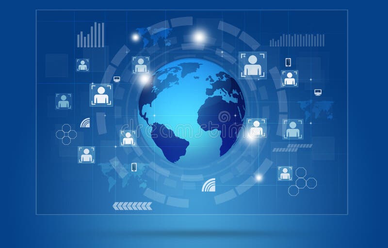 Blue World Communications Concept Stock Illustration - Illustration of ...
